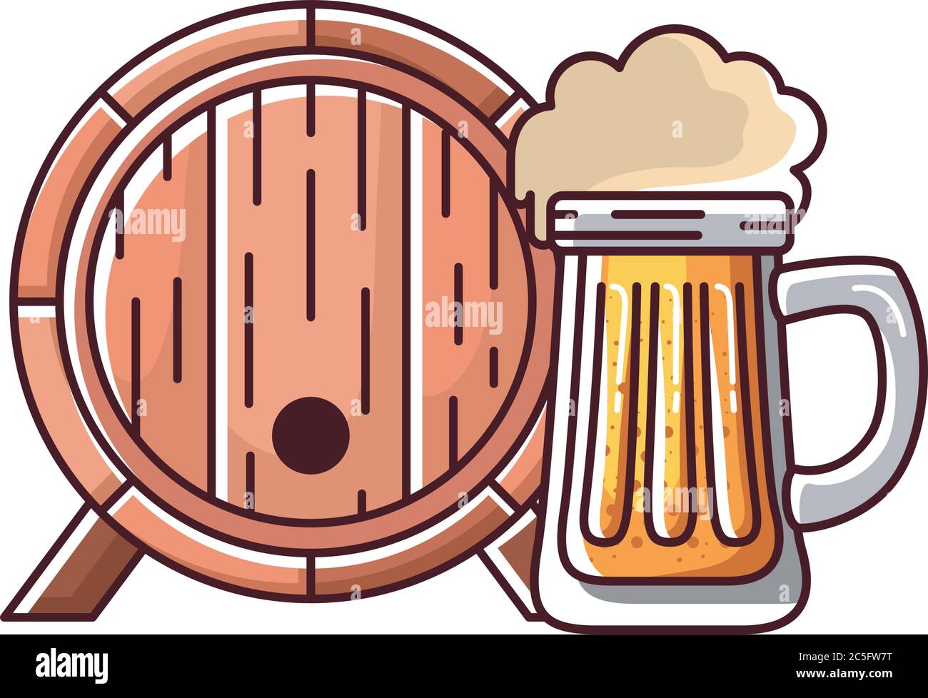 Beer barrel and glass design, Pub alcohol bar brewery drink ale and ...