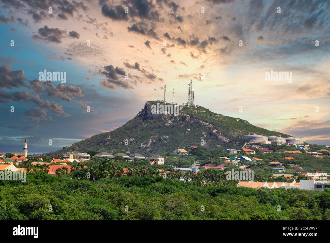 Industrial Green Curacao Mountain Stock Photo - Alamy