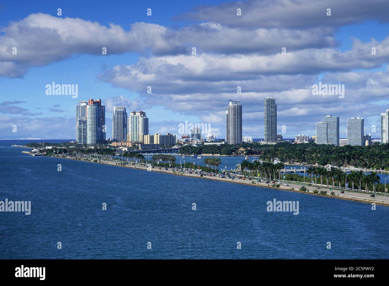 Miami Causeway and Condos Stock Photo - Alamy