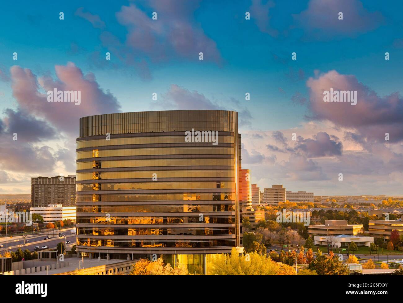 Office Building in Golden Morning Light Stock Photo - Alamy