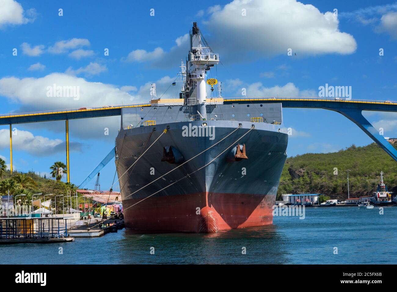Tanker by Bridge Stock Photo - Alamy