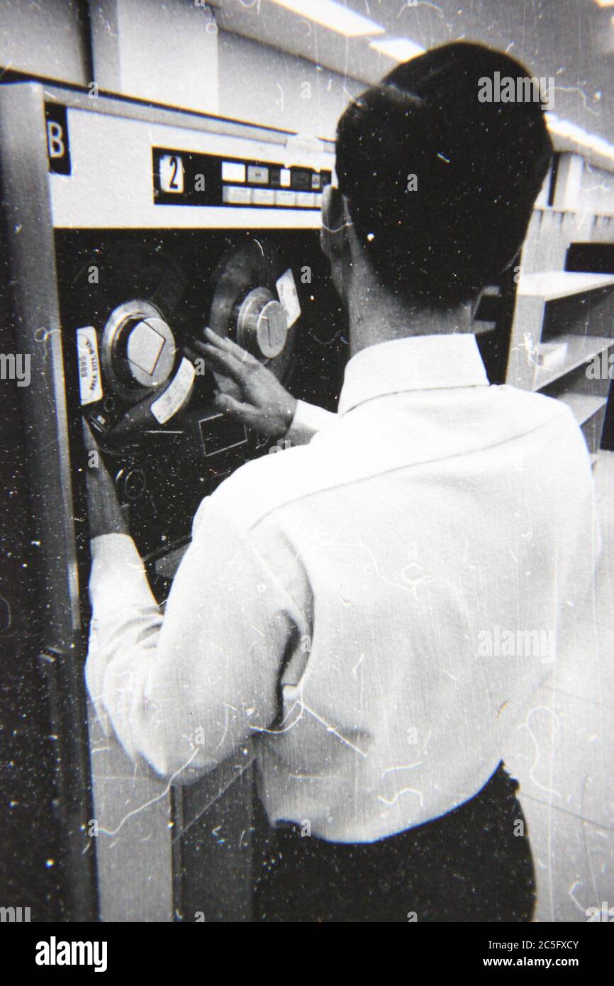 Fine 70s vintage black and white lifestyle photography of an employee ...