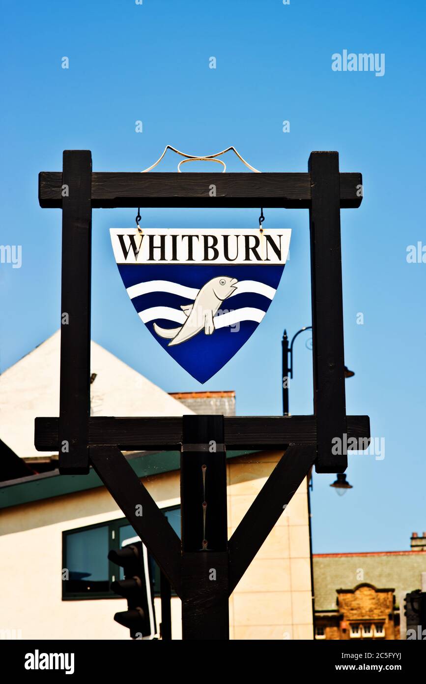 Whitburn Village Sign, Whitburn, North East England Stock Photo - Alamy