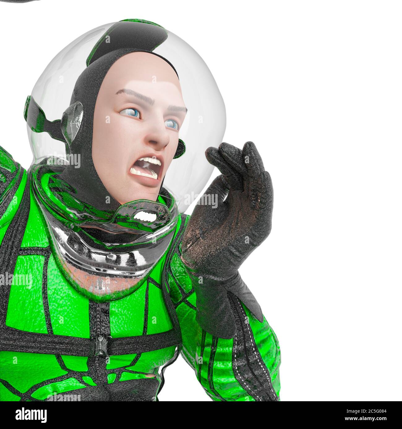 retro space astronaut jeering, 3d illustration Stock Photo - Alamy