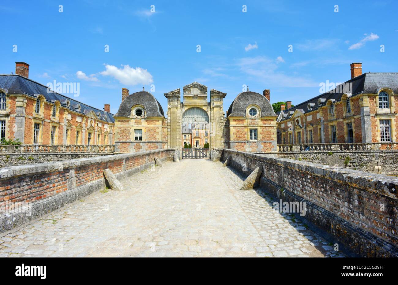 La Ferte Saint Aubin, France, historical castle buildings with old gate ...