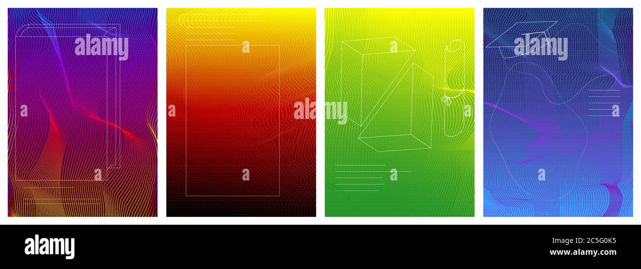 Abstract background with dynamic waves and objects. Modern colored ...