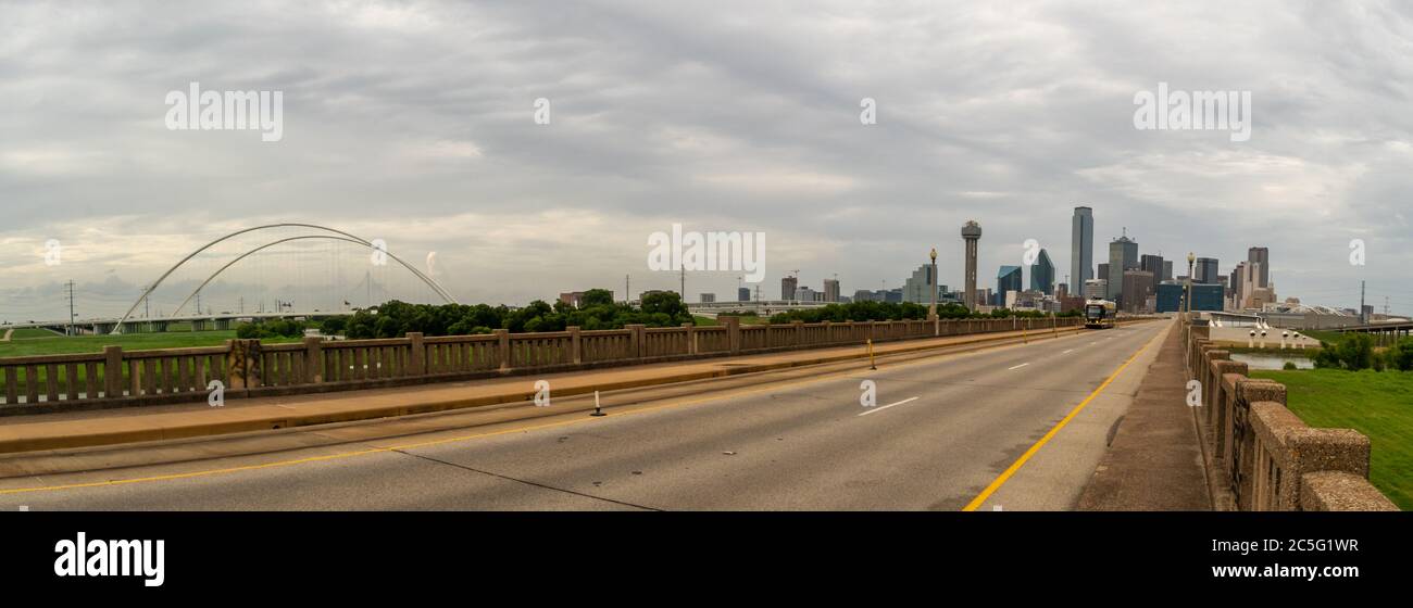 Parnoramic View of Downtown Dallas and the Margaret Hunt Bridge With ...