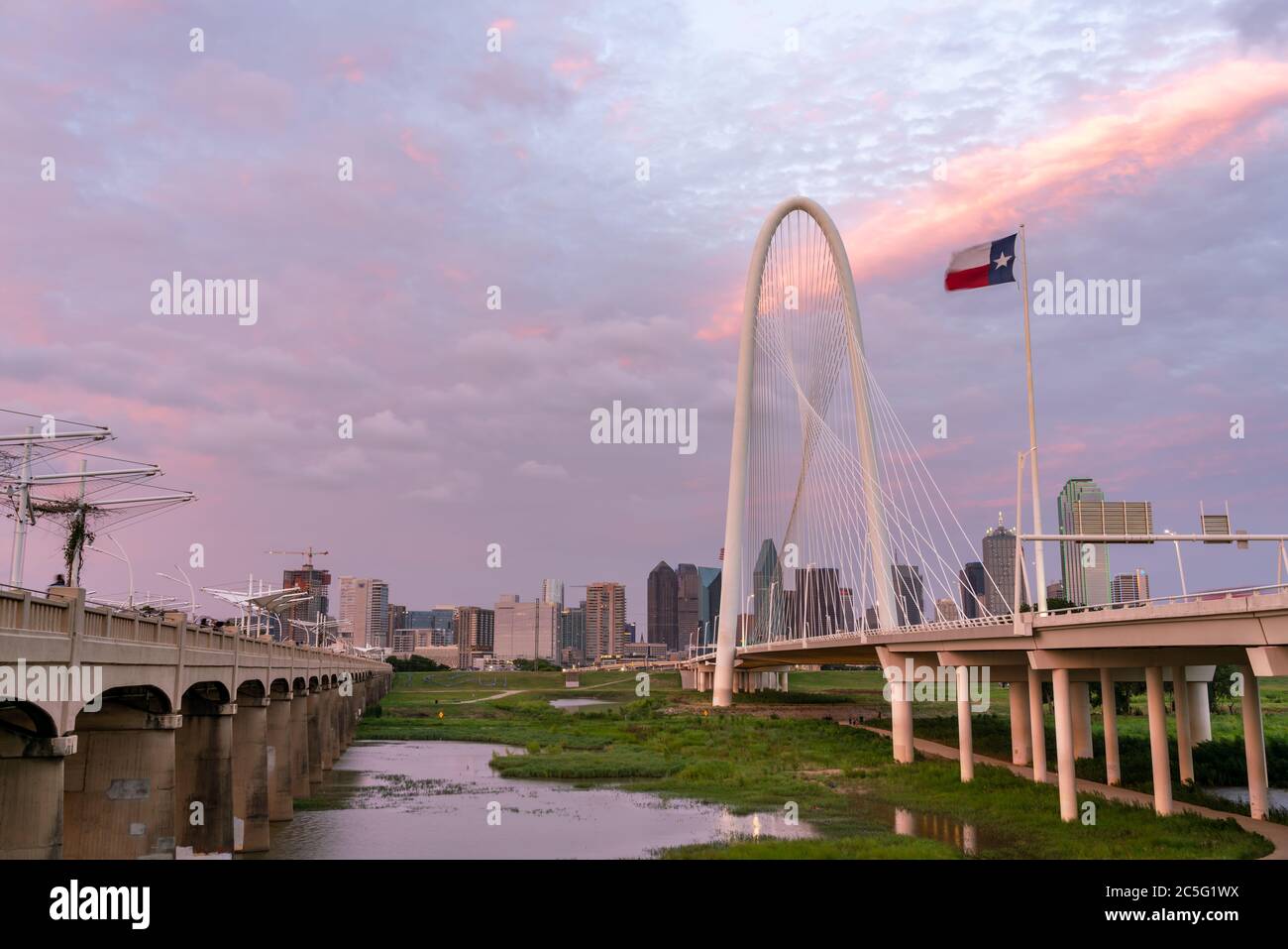 View of Downtown Dallas Skyline in Between the Margaret Hunt Hill ...