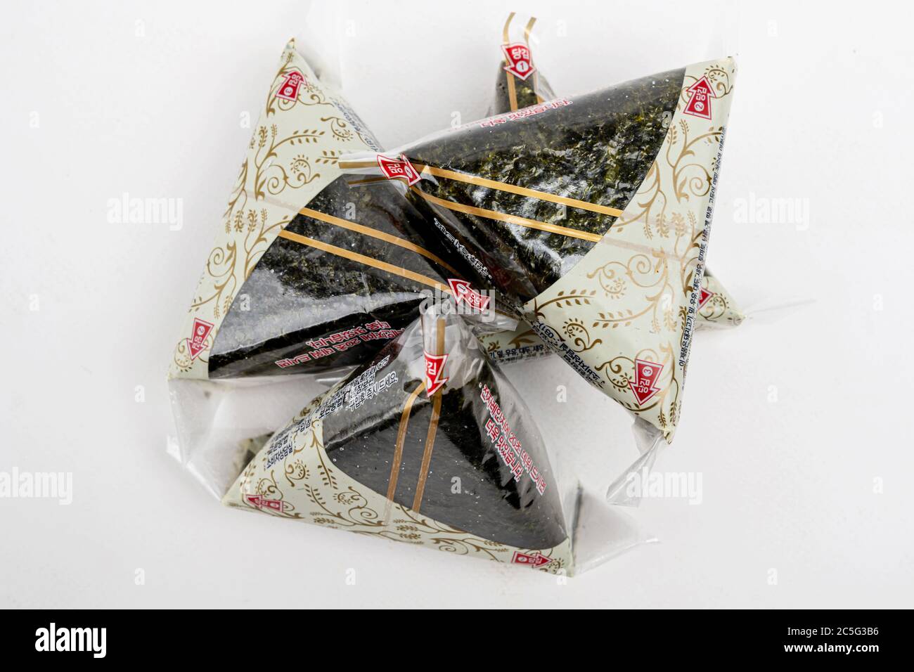 Instant food products concept- dry instant noodles, luncheon meat ...