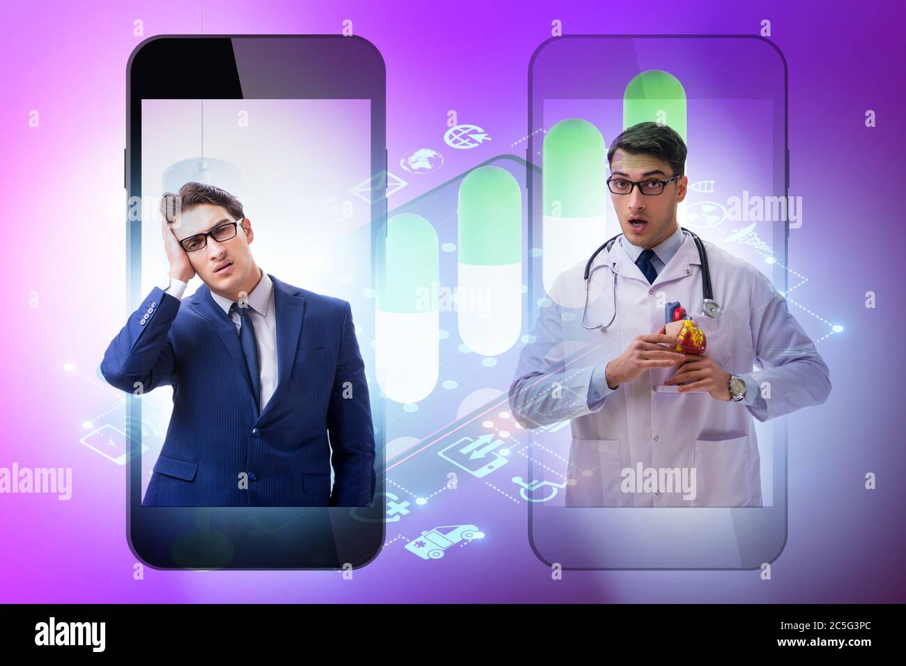 Telemedicine concept with remote treatment and consultation Stock Photo ...