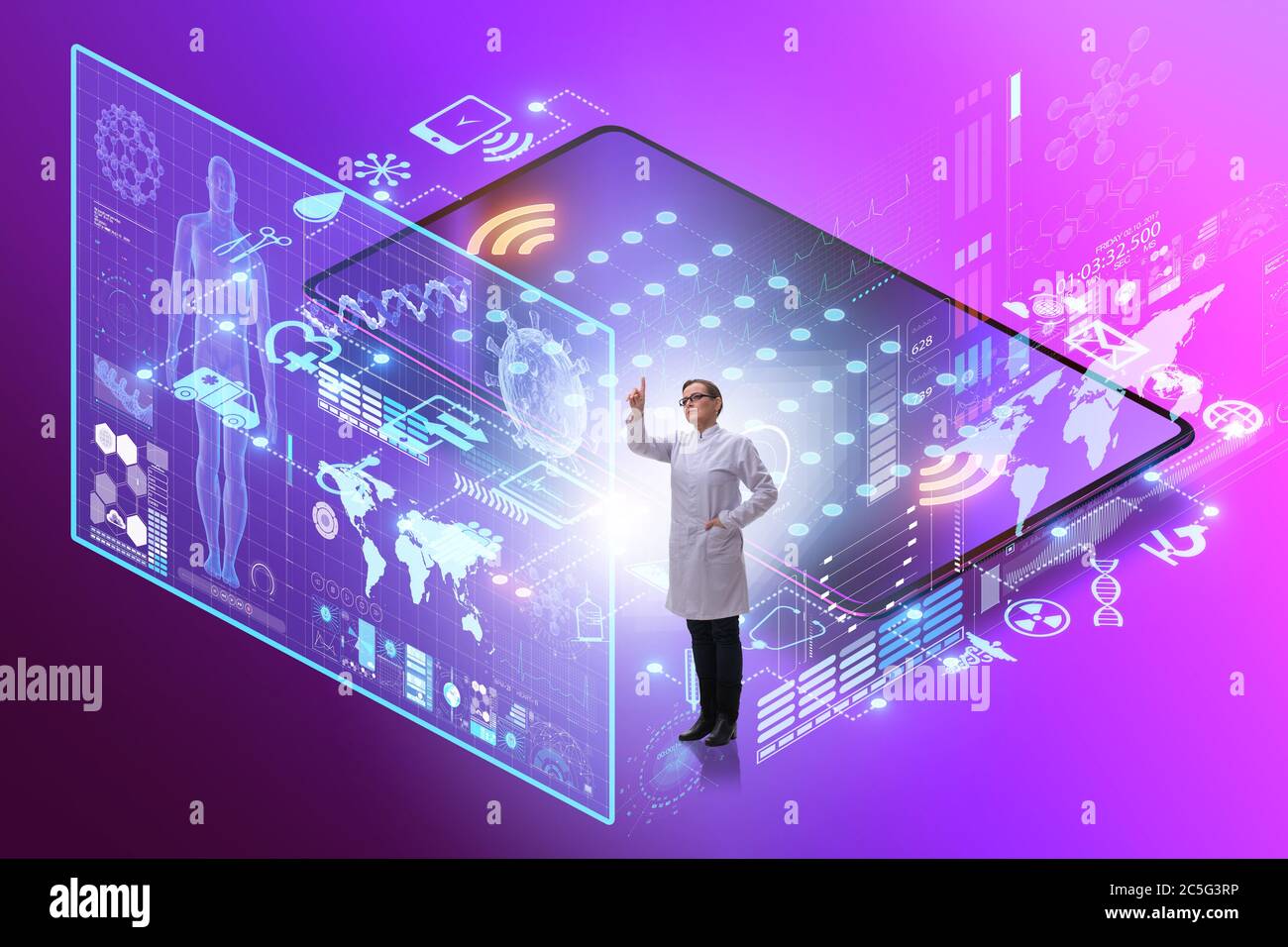 Telemedicine concept with remote treatment and consultation Stock Photo ...