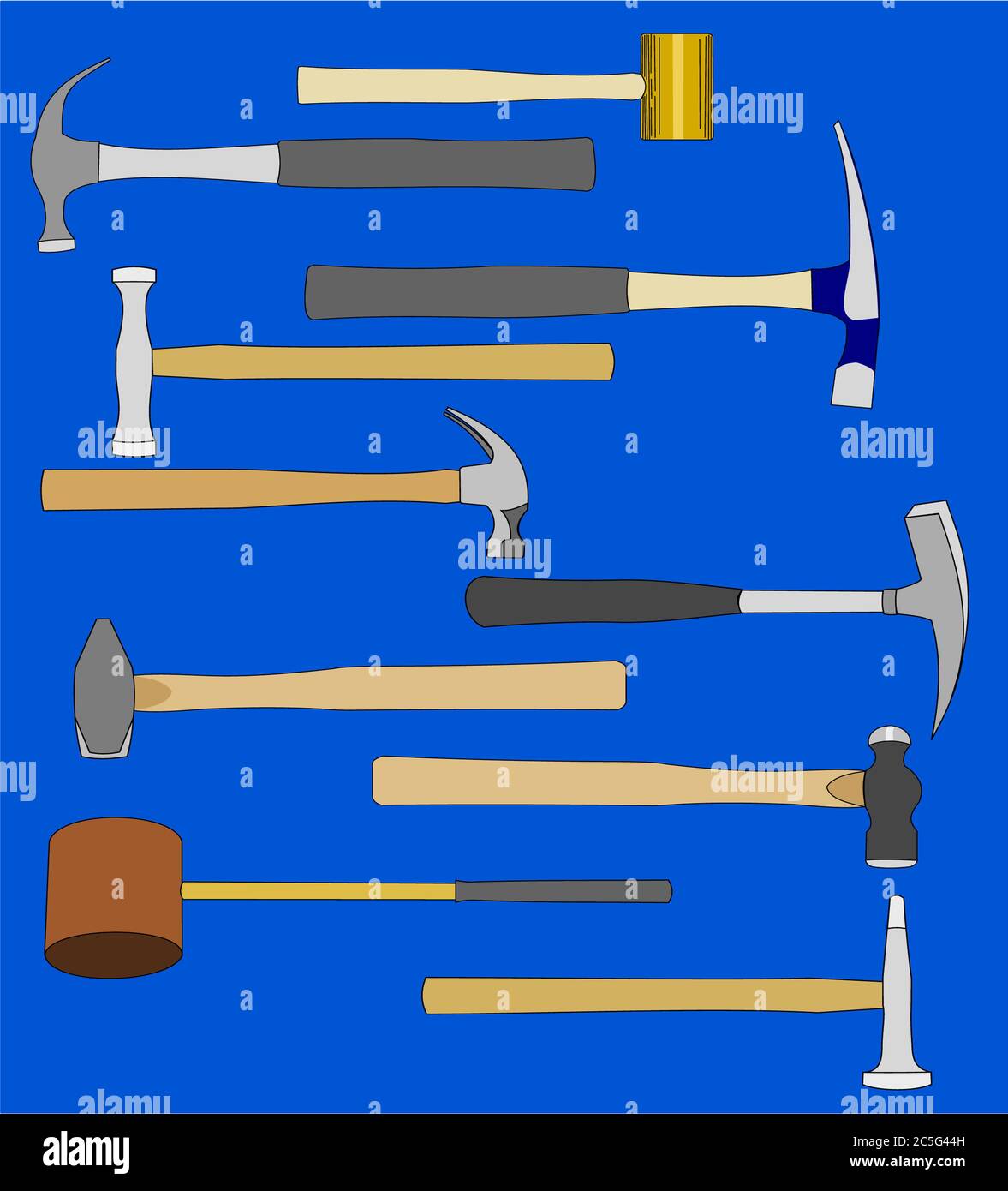 Drawing of different kinds of hammers. Useful as a classroom chart or ...