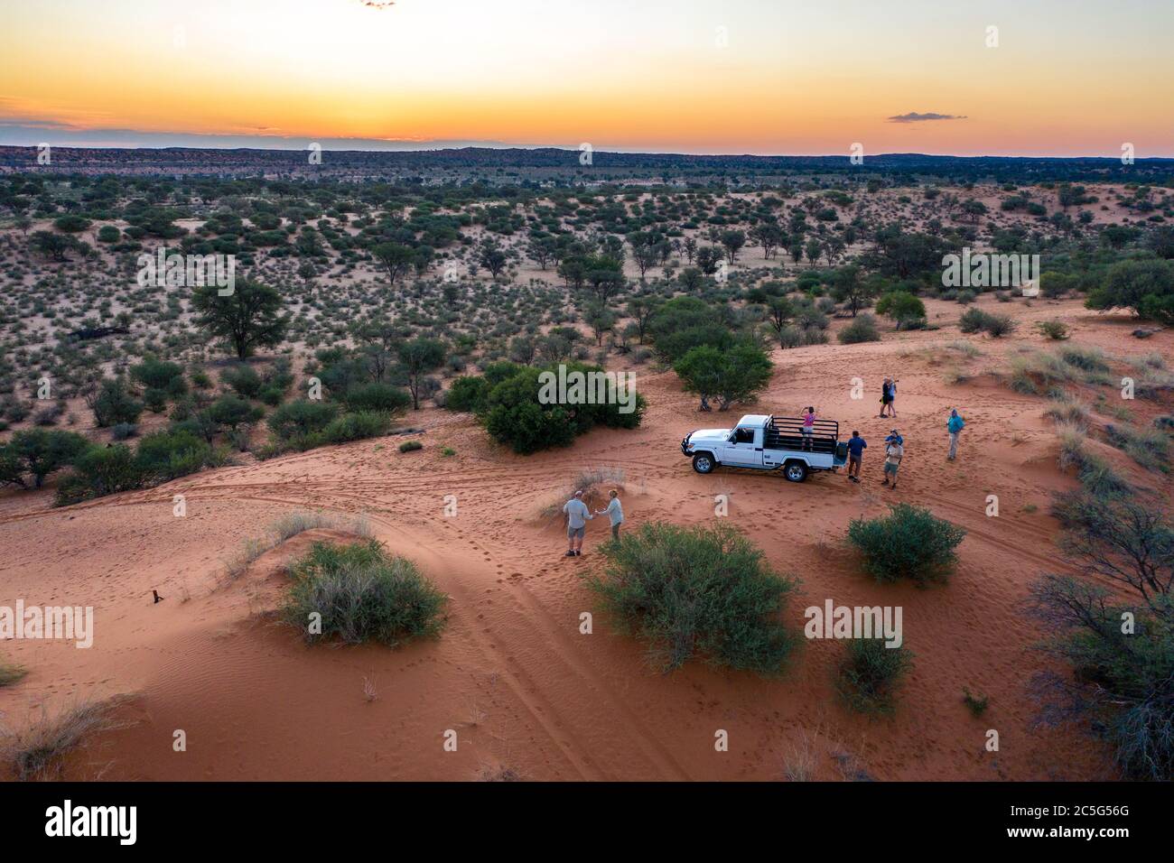 Exploring the Red Sand Dunes in the Kalahari Desert, Namibia Stock ...