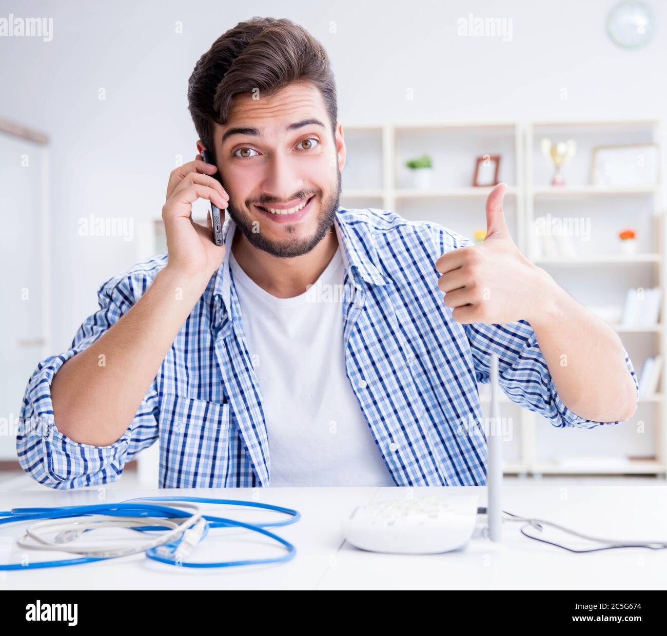 The man enjoying fast internet connection Stock Photo - Alamy