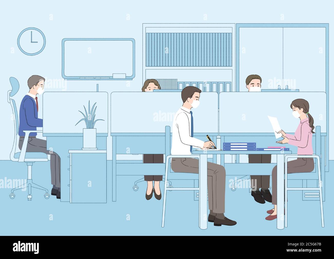 Changed daily life concept. people wearing a face mask009 Stock Vector ...