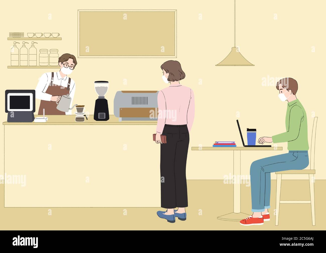 Changed daily life concept. people wearing a face mask007 Stock Vector ...