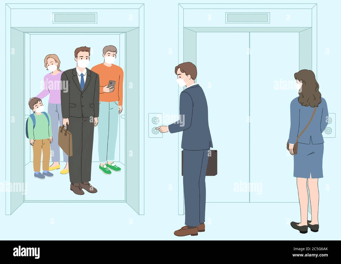 Changed daily life concept. people wearing a face mask001 Stock Vector ...