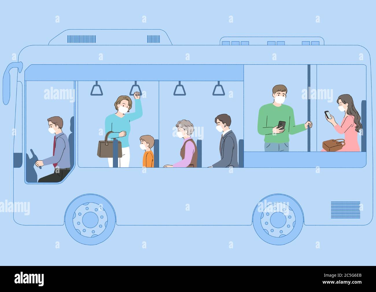 Changed daily life concept. people wearing a face mask004 Stock Vector ...