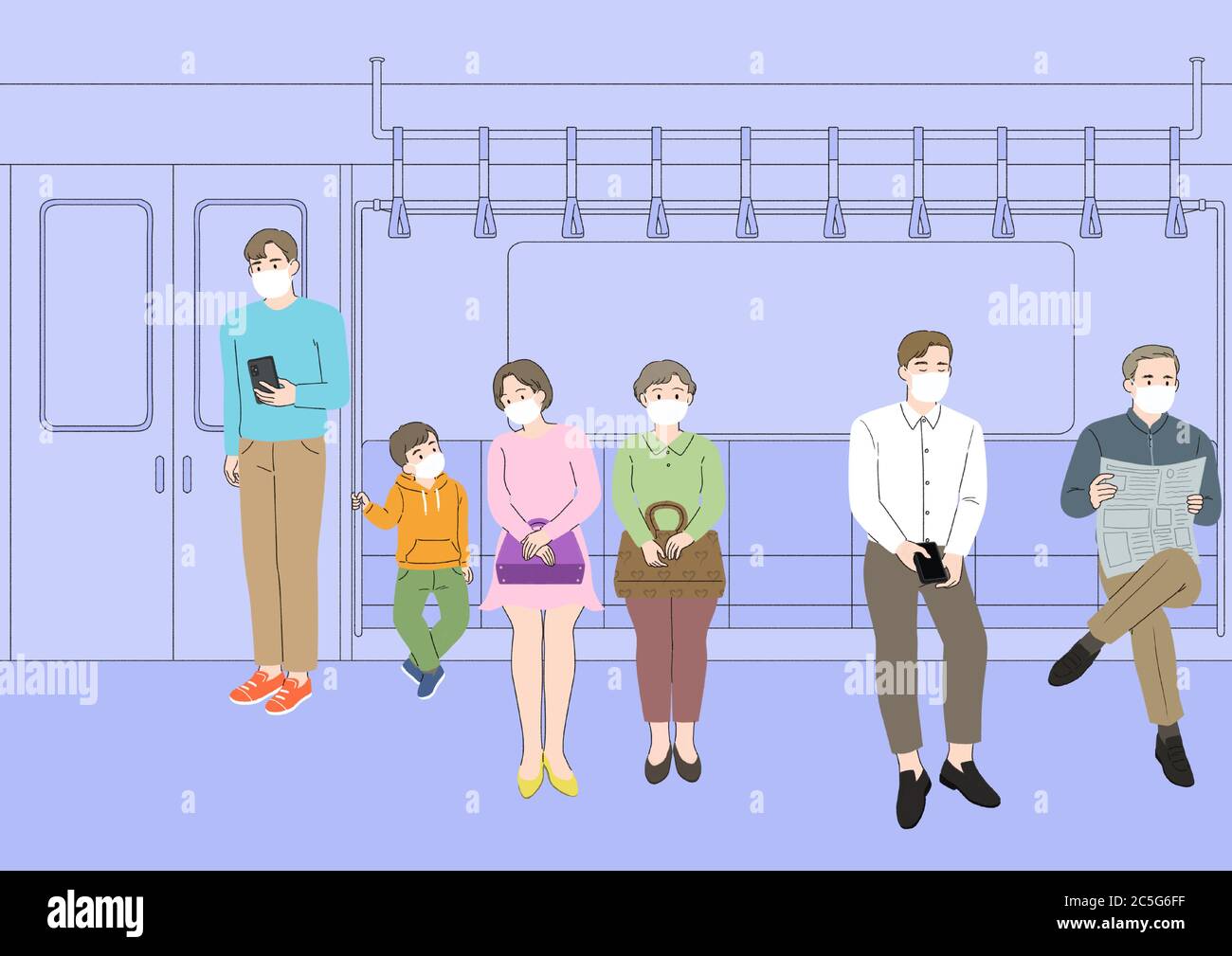 Changed daily life concept. people wearing a face mask003 Stock Vector ...