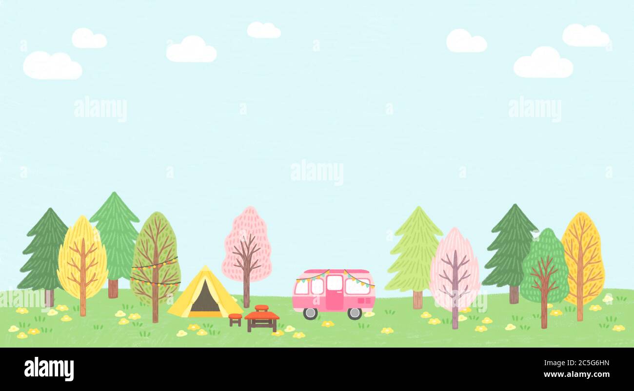 Beautiful spring landscape background illustration 010 Stock Vector ...