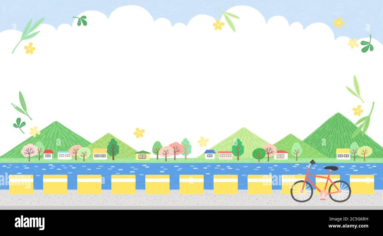 Beautiful spring landscape background illustration 007 Stock Vector ...