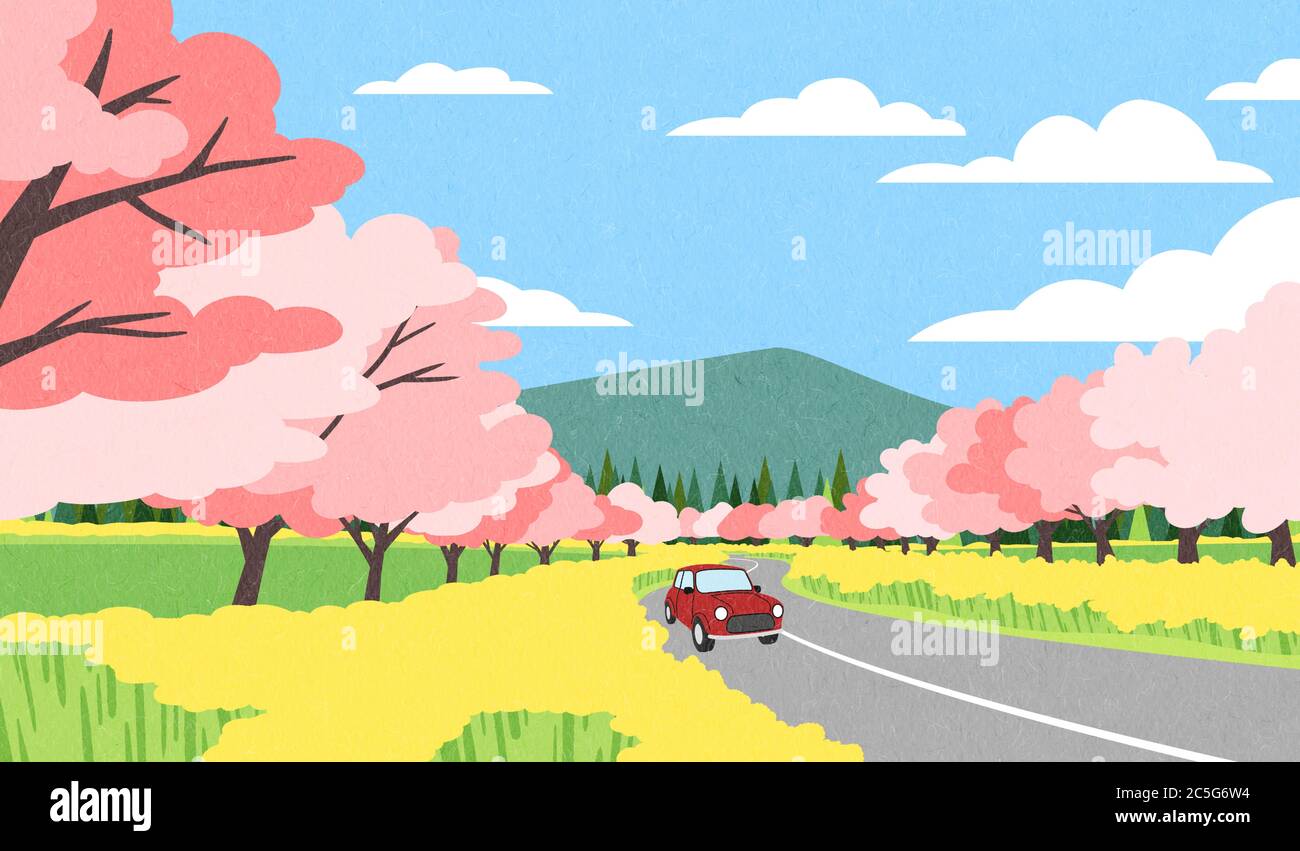Beautiful spring landscape background illustration 007 Stock Vector ...