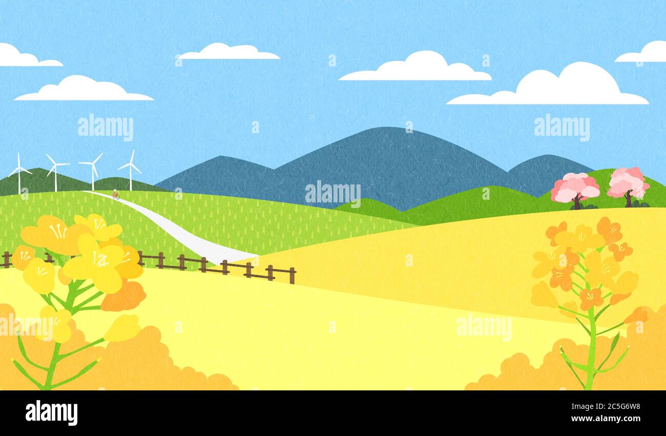 Beautiful spring landscape background illustration 001 Stock Vector ...