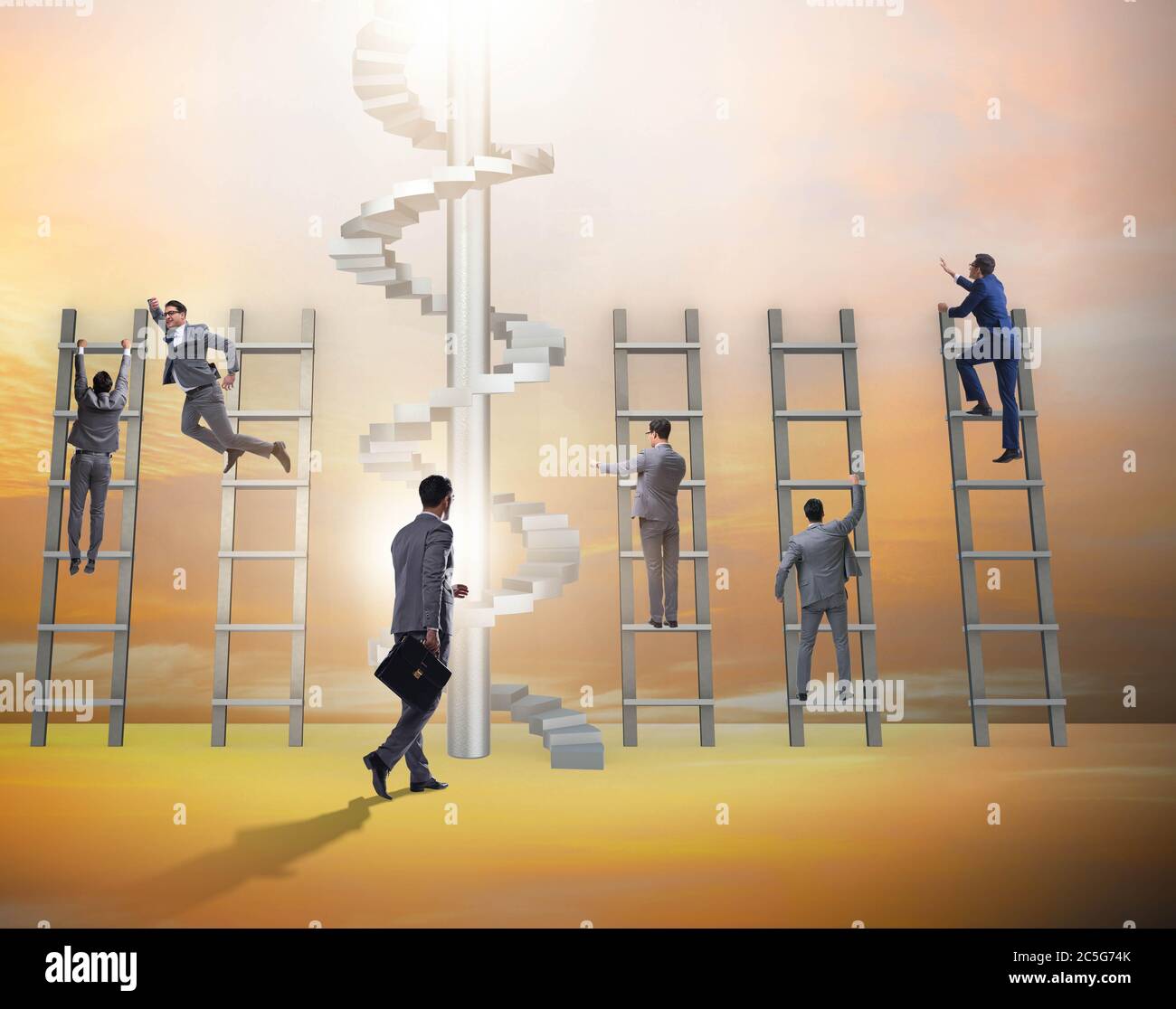 The competition concept with businessman beating competitors Stock ...