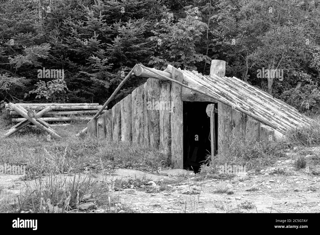 An old, small pit house. This is the house that was built by people who ...