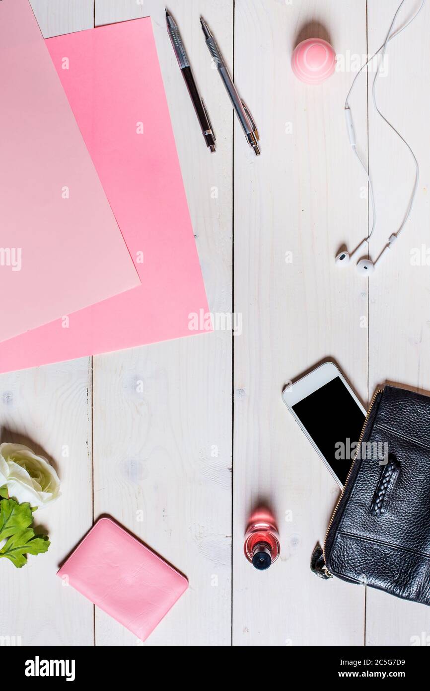 Women's accessories on a white background Stock Photo - Alamy