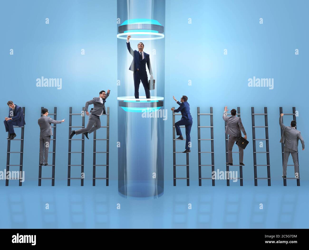 The businessmen in accelerated and fast promotion concept Stock Photo ...