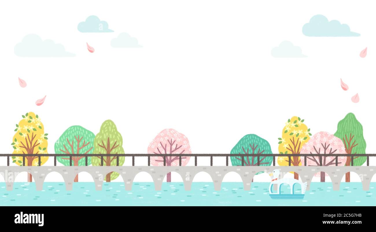 Beautiful spring landscape background illustration 008 Stock Vector ...