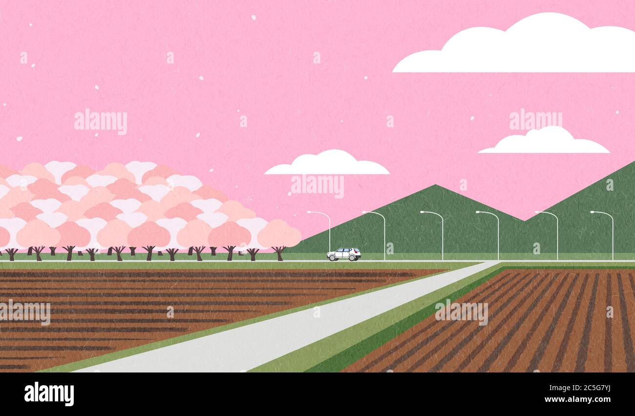 Beautiful spring landscape background illustration 002 Stock Vector ...