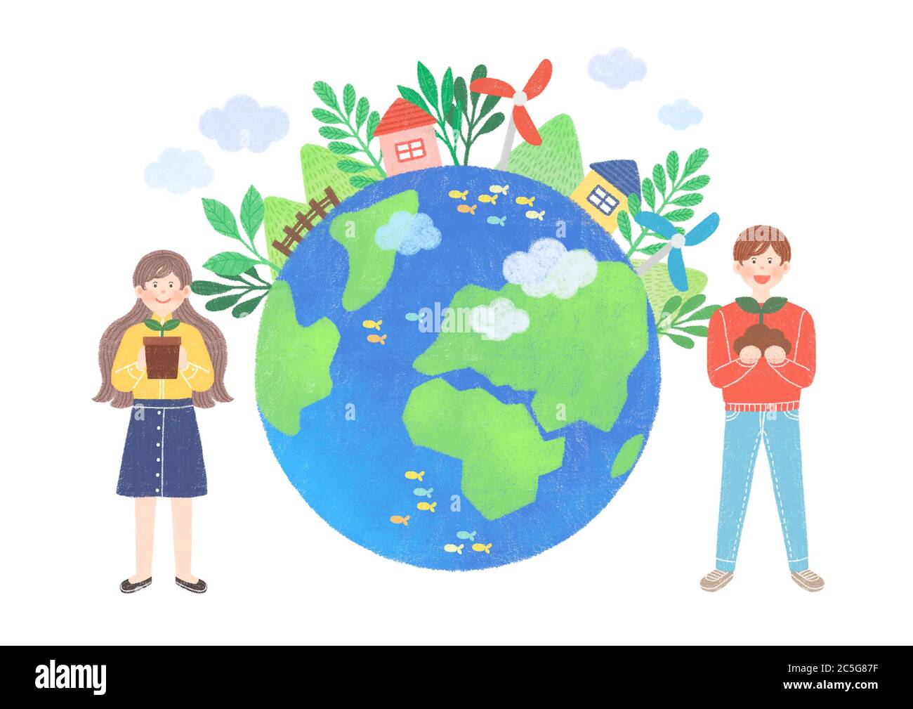 Ecology design concept. tree planting, recycling illustration 012 Stock ...