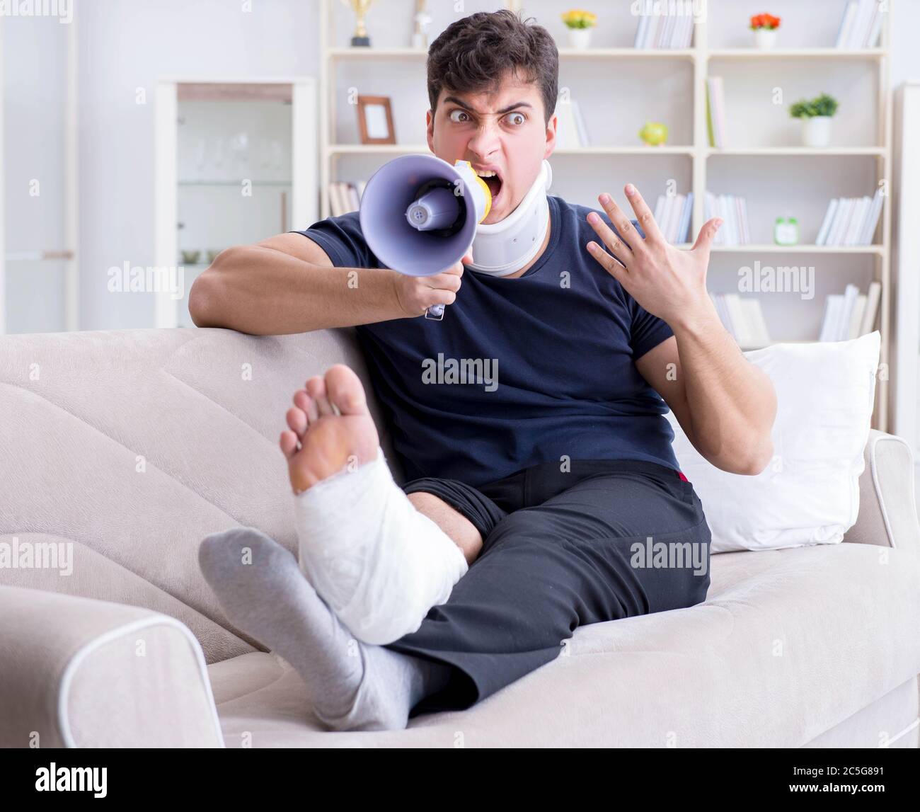 Man injured in car crash recovering at home from whiplash injury and ...