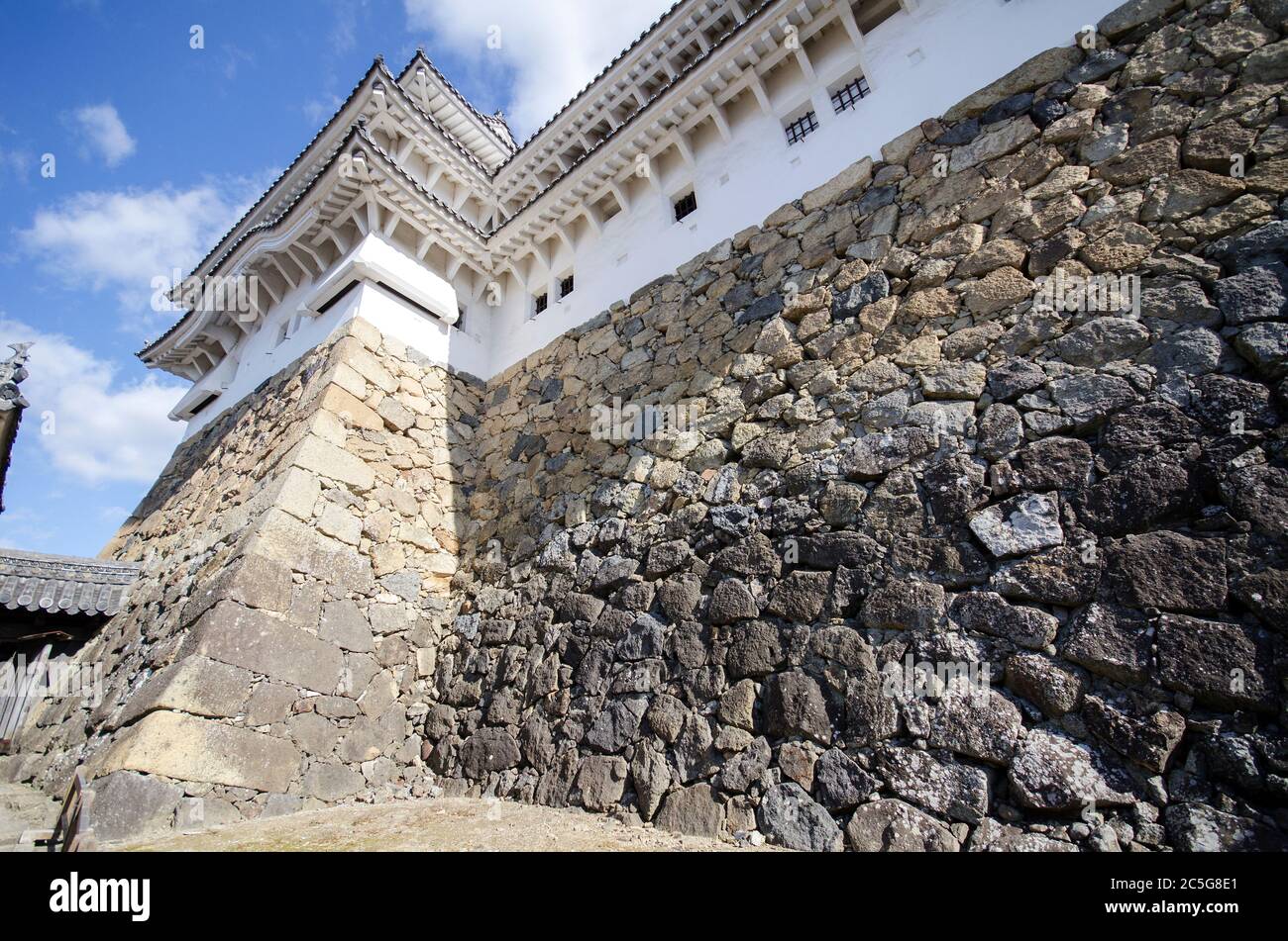 Stone wall of ancient castle in Himeji, Japan Stock Photo - Alamy