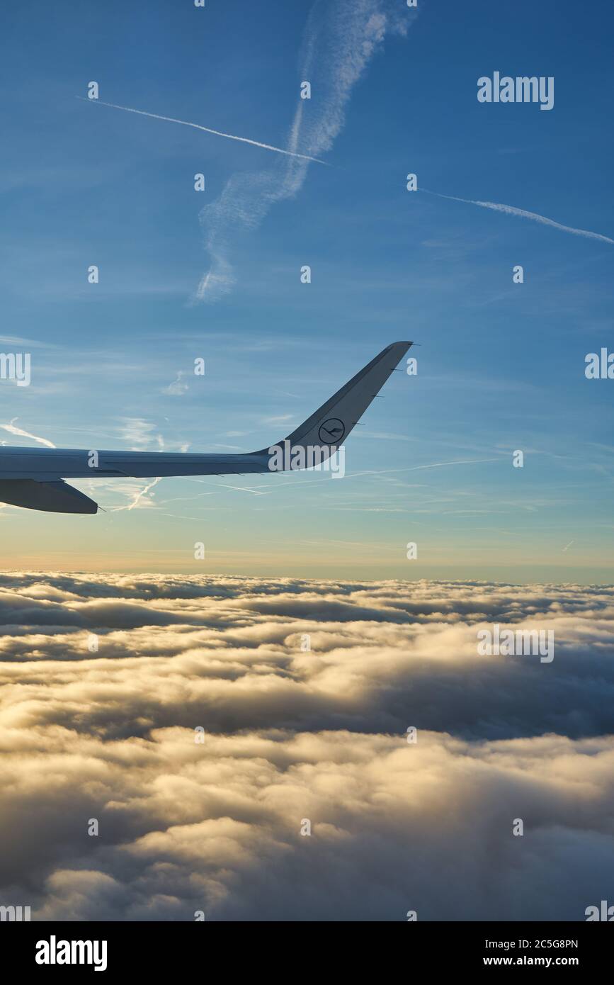 FRANKFURT AM MAIN, GERMANY - CIRCA JANUARY, 2020: aerial view from ...