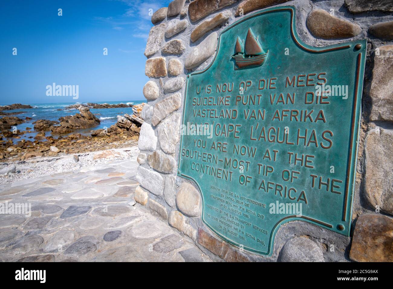Cape Agulhas, the geographic southern tip of the African continent and ...