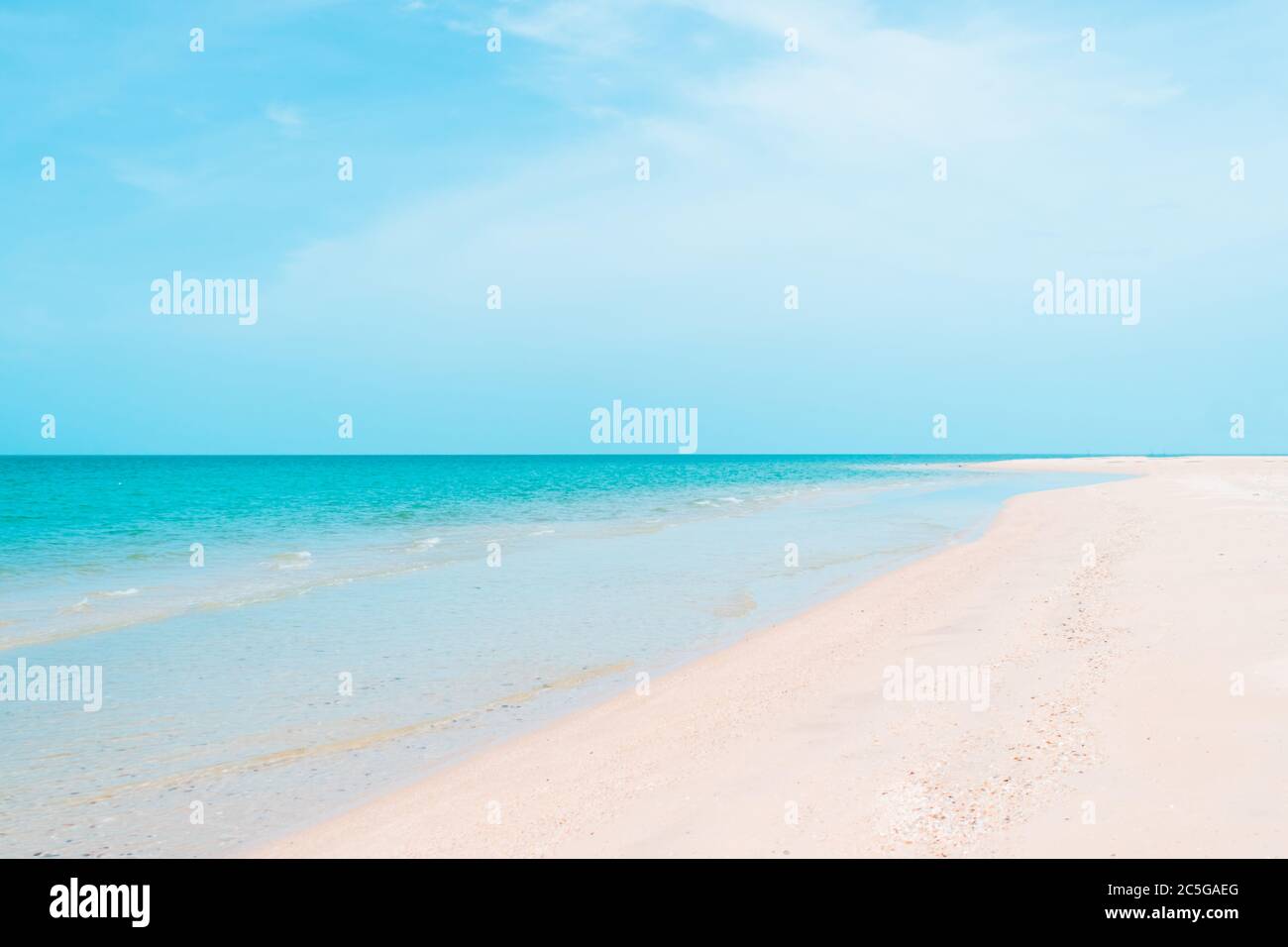 Tropical nature clean beach and white sand in summer with sun light ...