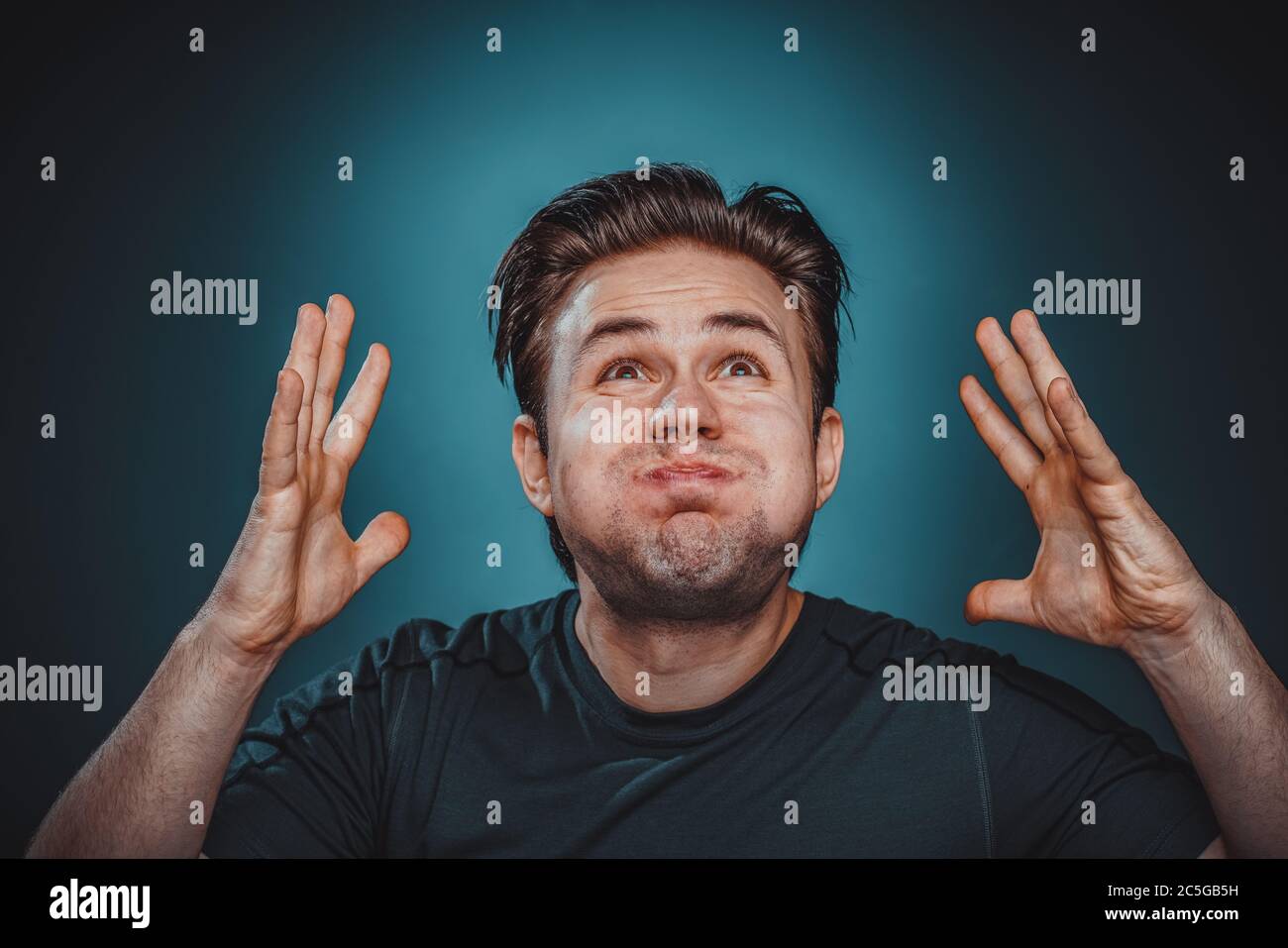 Man emotional studio portrait. What and how emotions on face Stock ...