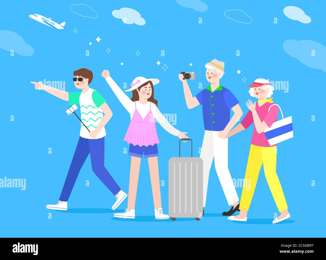 Happy travelers Stock Vector Images - Alamy