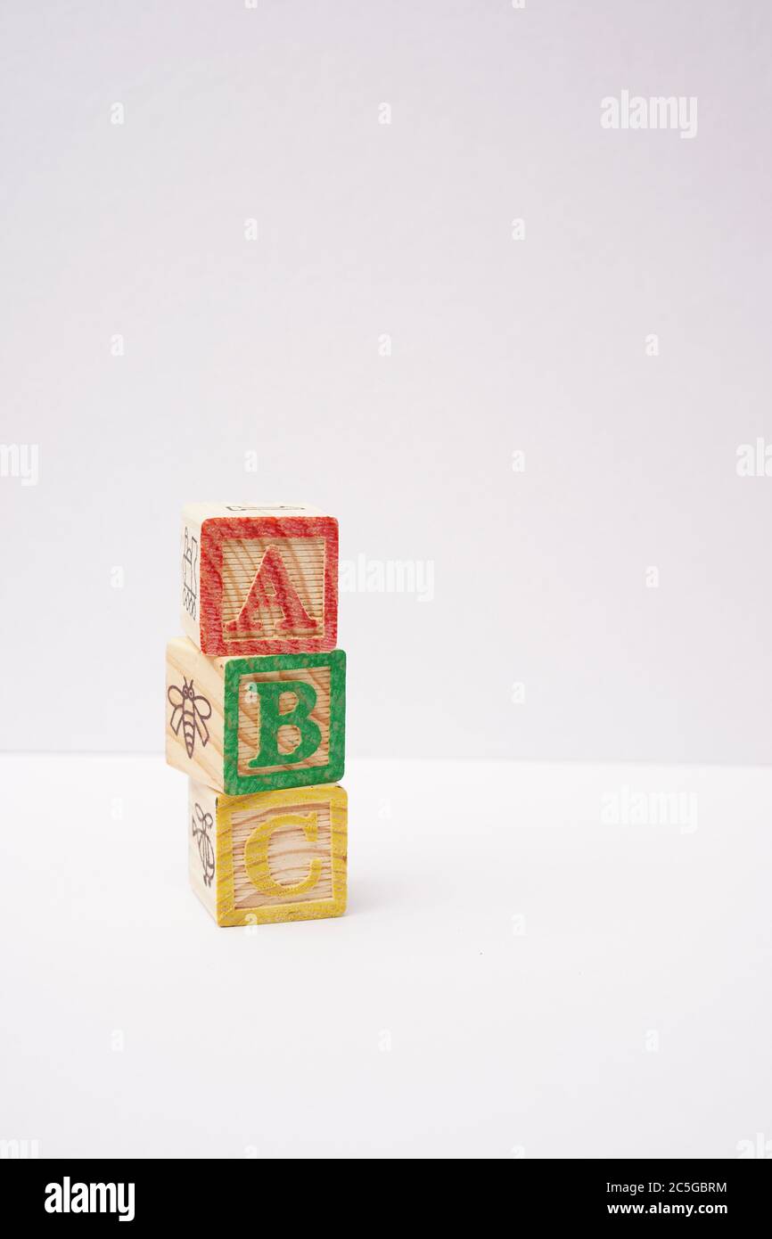 ABC blocks arranged in stack, education and kids background Stock Photo ...