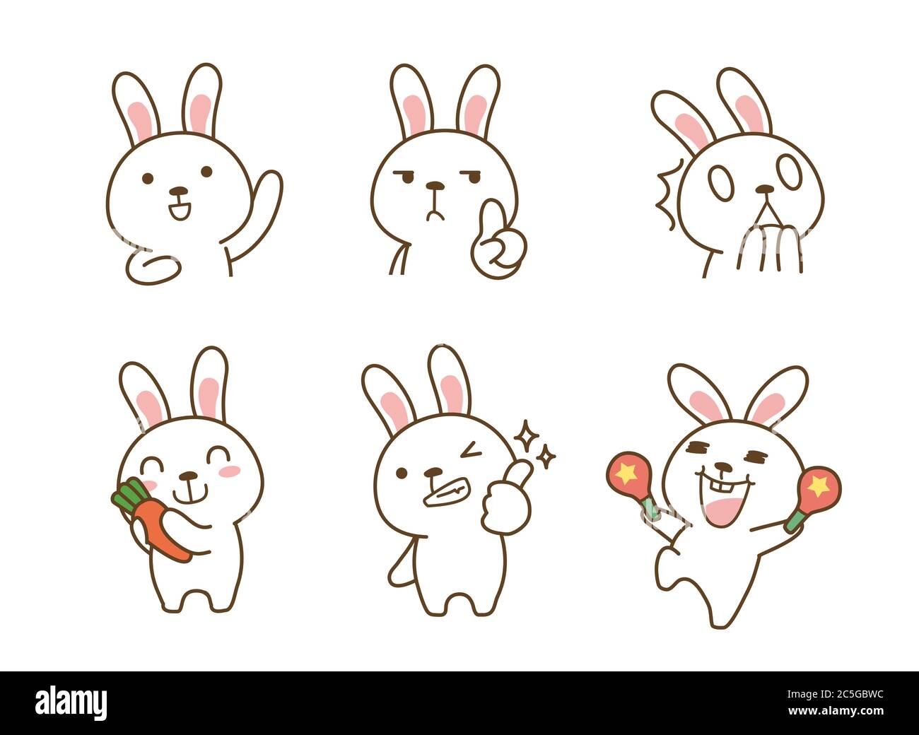 Set of Emoticons. Emoji character cartoon animals illustration 002 ...