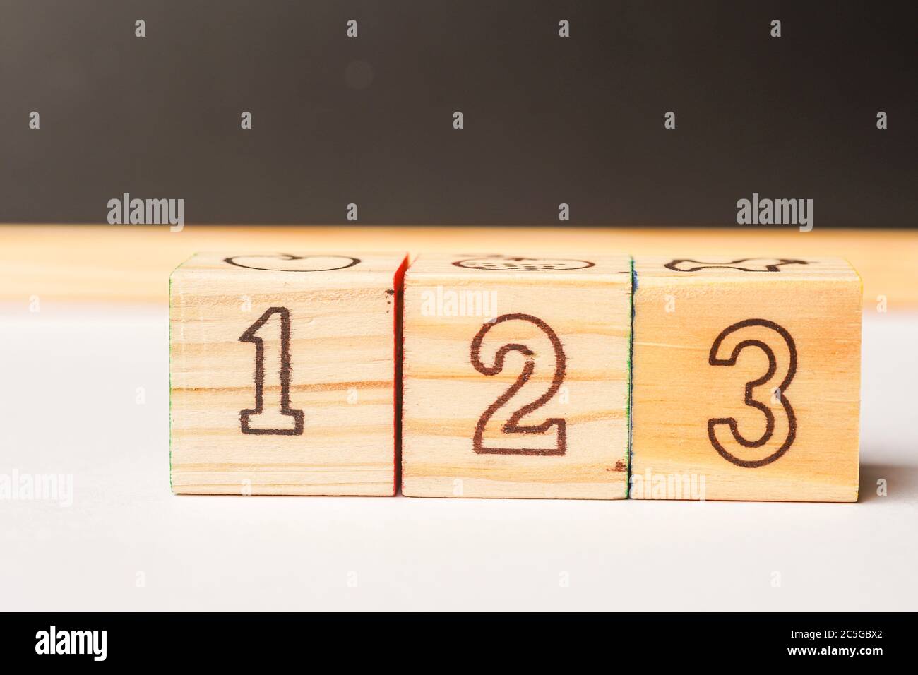 123 blocks arranged in stack, education and kids background Stock Photo ...