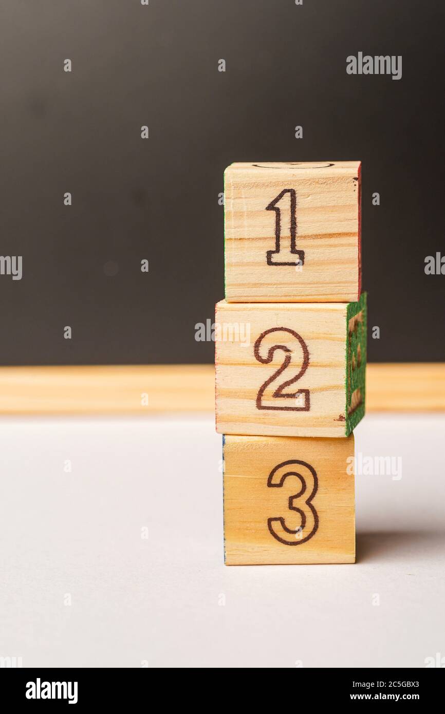 123 blocks arranged in stack, education and kids background Stock Photo ...