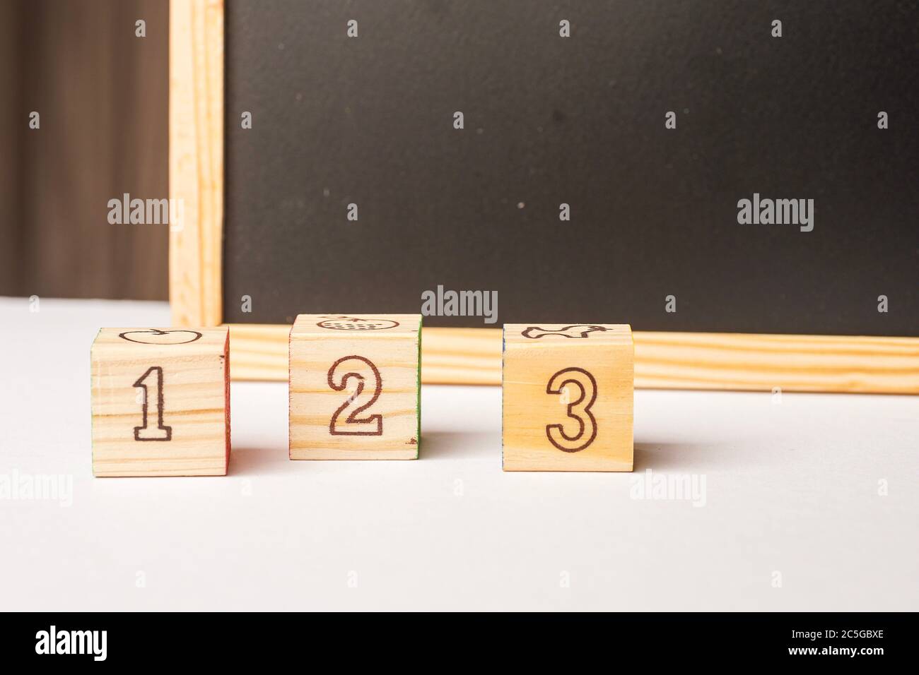 123 blocks arranged in stack, education and kids background Stock Photo ...