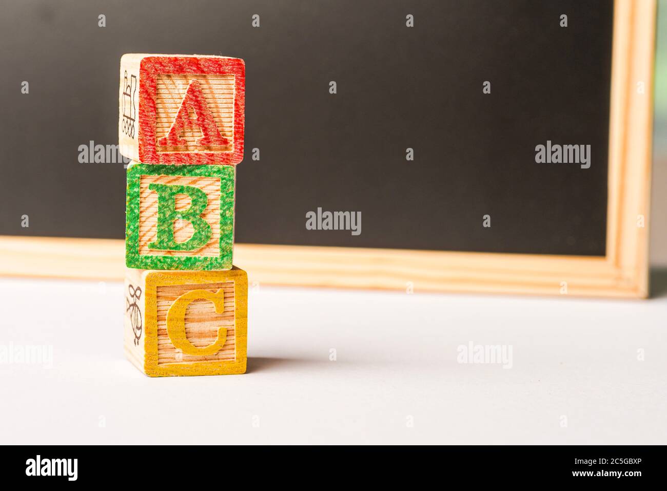 ABC blocks arranged in stack, education and kids background Stock Photo ...