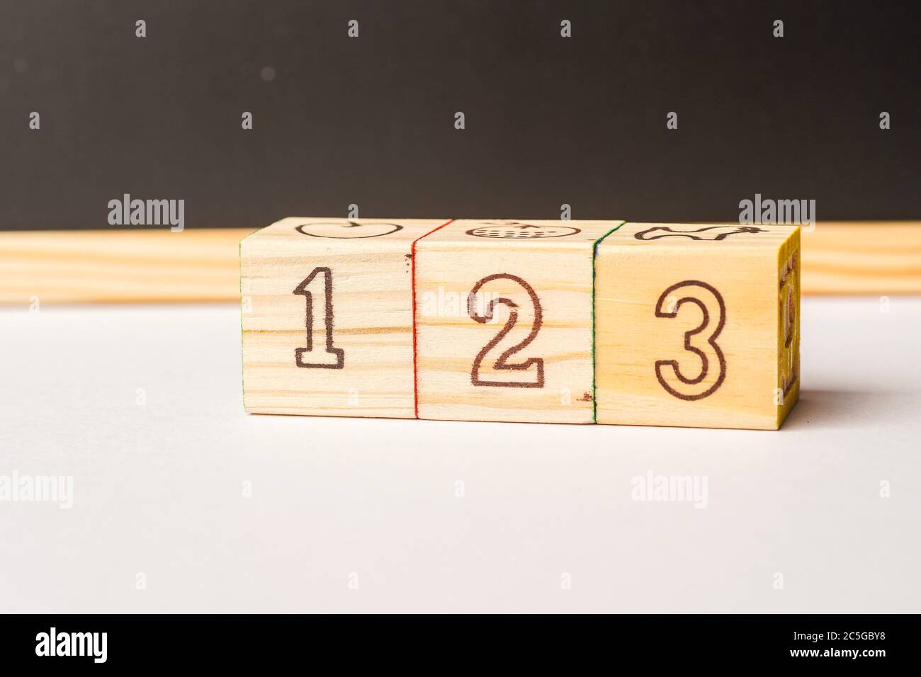 123 blocks arranged in stack, education and kids background Stock Photo ...