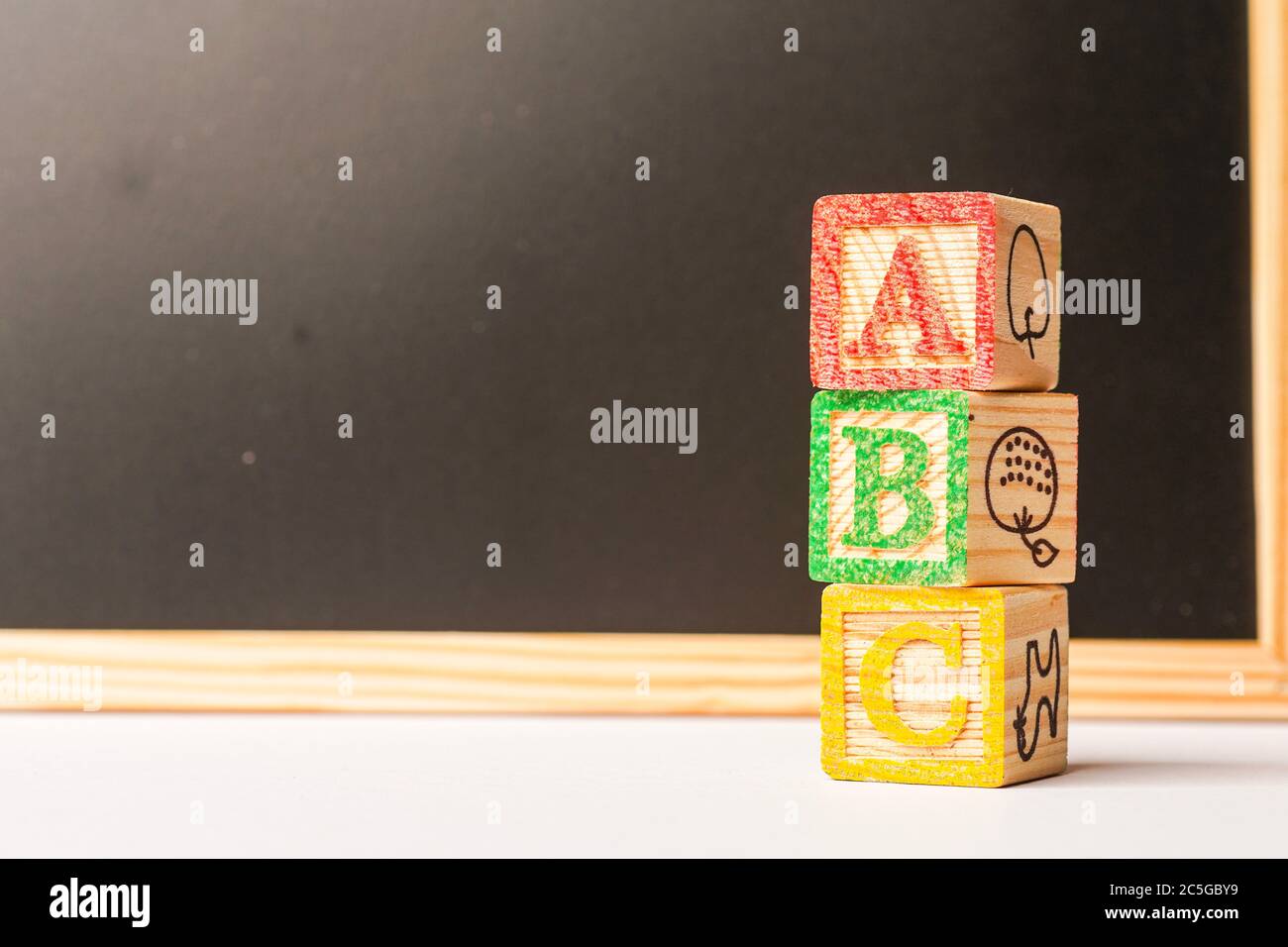 ABC blocks arranged in stack, education and kids background Stock Photo ...