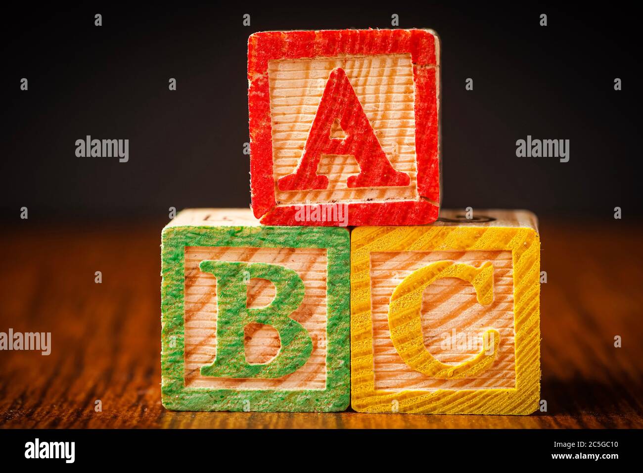 ABC blocks arranged in stack, education and kids background Stock Photo ...